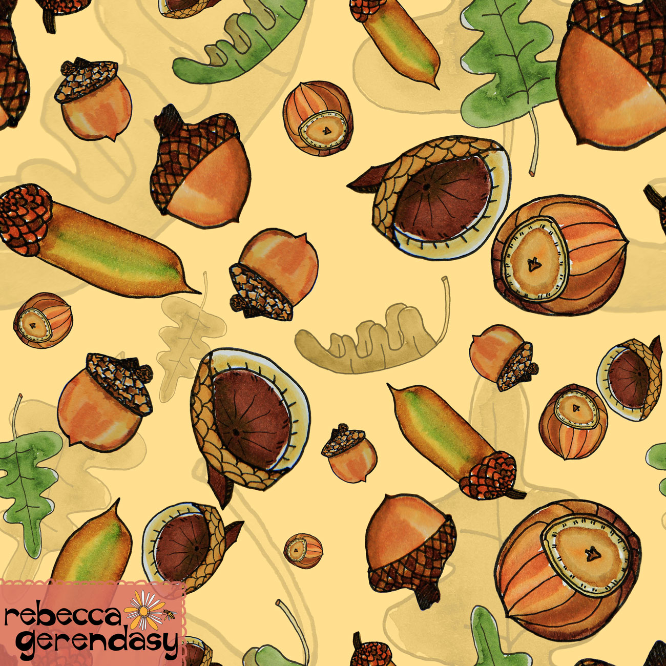 Fall Acorns Design Pattern For Products - Cooking Up a Story