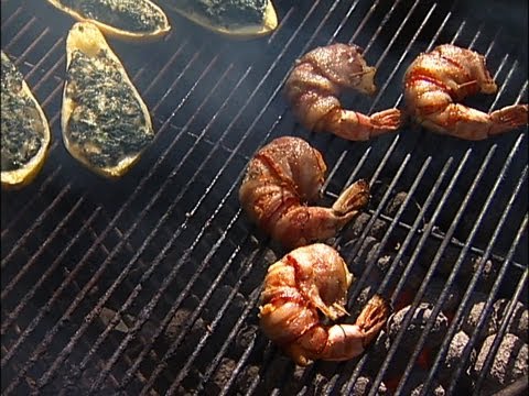 Smoked Squash Rockefeller and Grilled Shrimp-Video